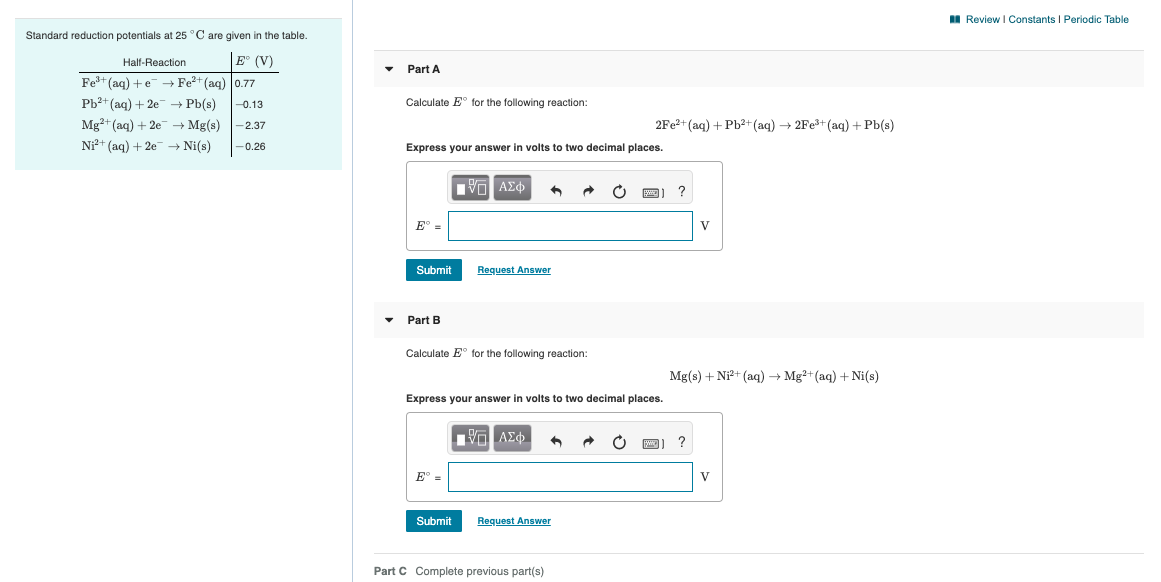 Solved MI Review | Constants Periodic Table Part A Standard | Chegg.com