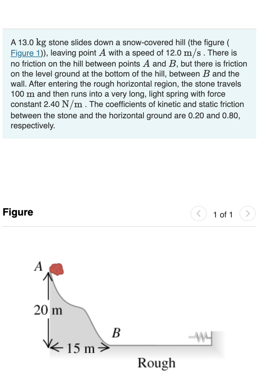 Solved A 13.0 kg stone slides down a snow-covered hill (the | Chegg.com