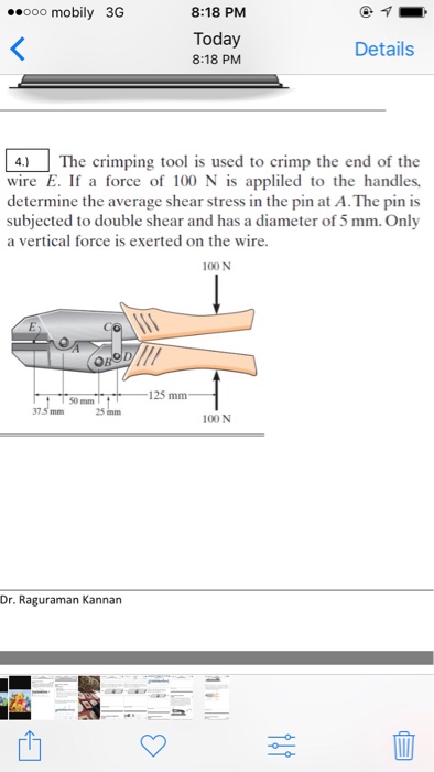 Solved The crimping tool is used to crimp the end of the | Chegg.com