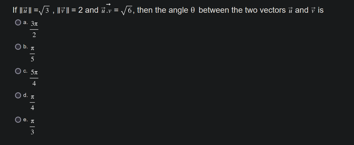 Solved If ||vec(u)||=32,||vec(v)||=2 ﻿and vec(u)*vec(v)=62, | Chegg.com