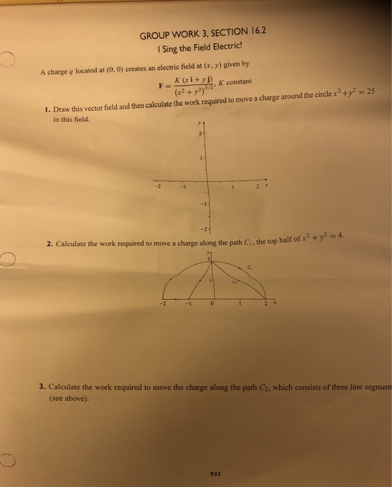 Solved GROUP WORK 3, SECTION 16.2 I Sing the Field Electric! | Chegg.com