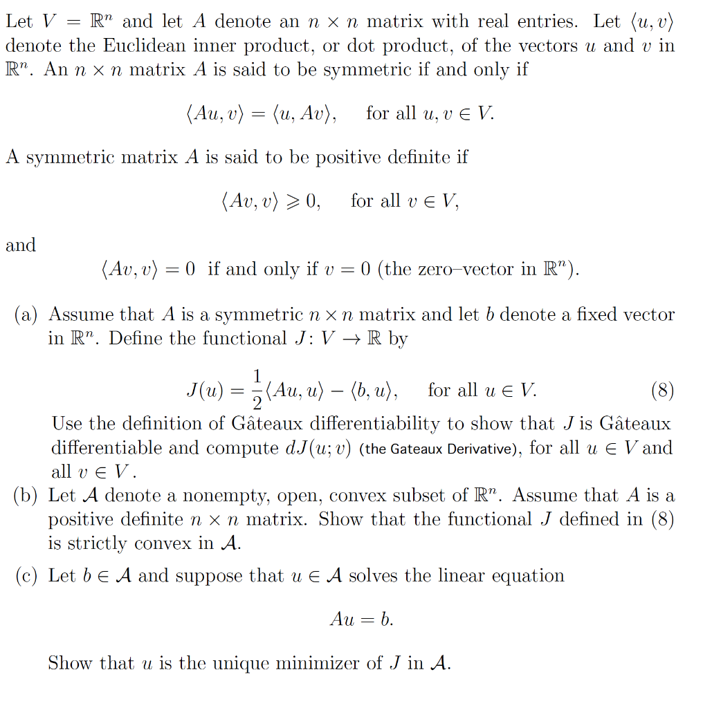 Solved Let V R” and let A denote an n x n matrix with real | Chegg.com