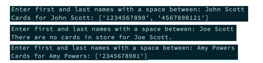 Solved PYTHON: A person can have more than one credit card, | Chegg.com