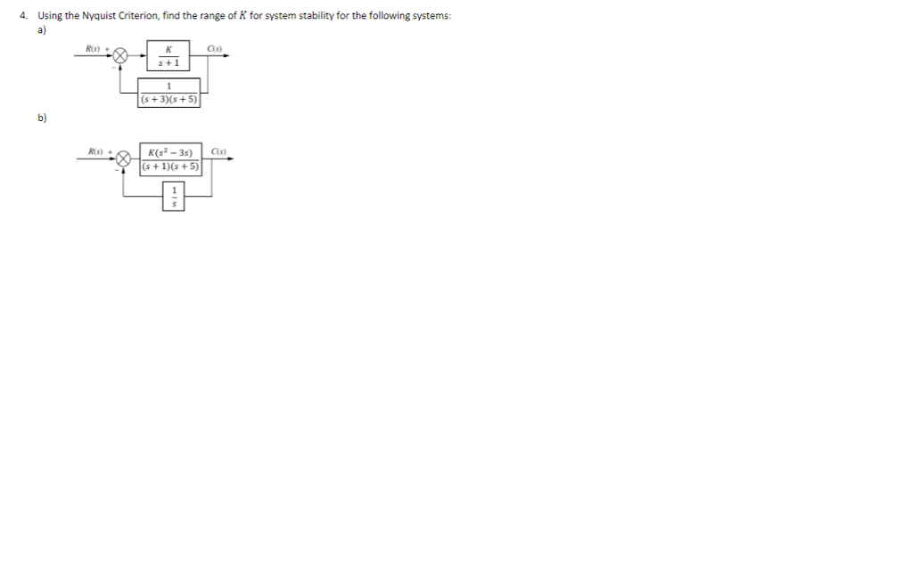 Solved 4. Using the Nyquist Criterion, find the range of K | Chegg.com