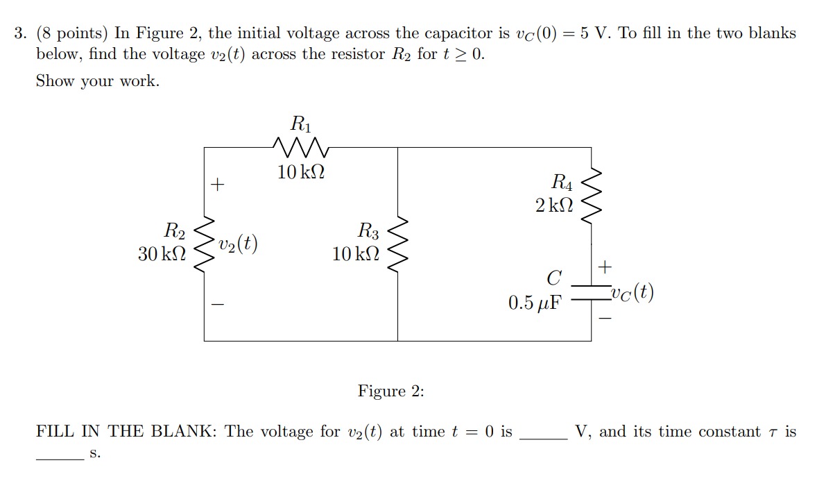 Solved 3. (8 points) In Figure 2, the initial voltage across | Chegg.com
