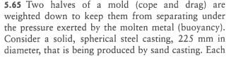 5.65 Two halves of a mold (cope and drag) are | Chegg.com