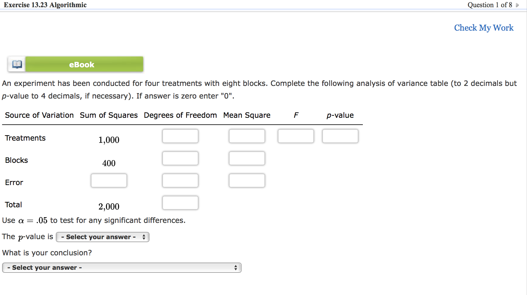 Solved Exercise 13.23 Algorithmic Question 1 of 8 Check My | Chegg.com