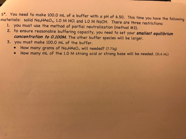 Solved 5*. You need to make 100.0 mL of a buffer with a pH | Chegg.com