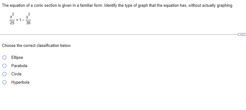 Solved The equation of a conic section is given in a | Chegg.com