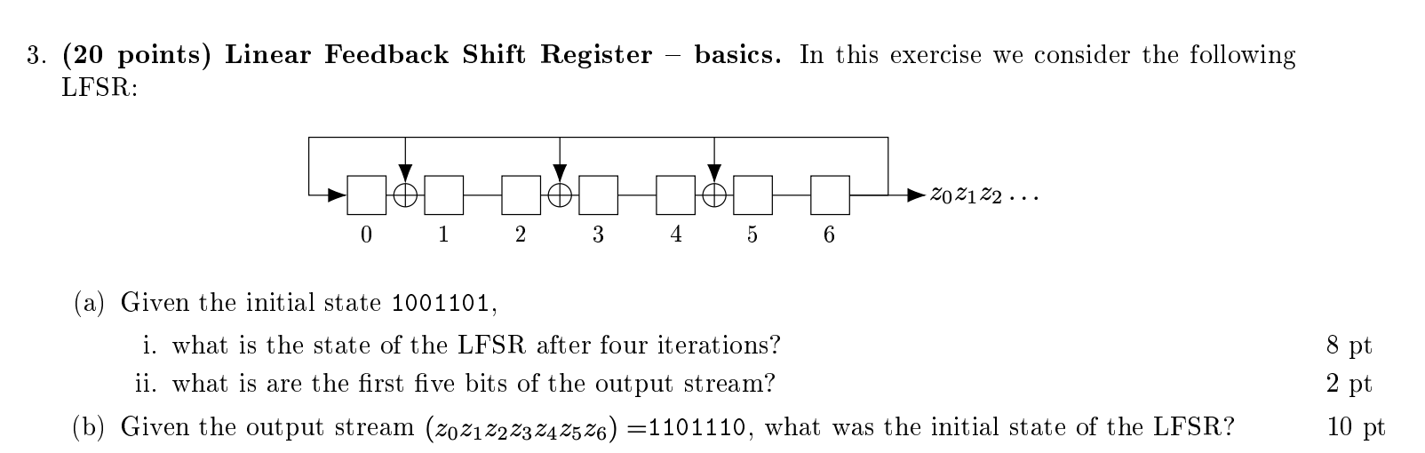 3. (20 points) Linear Feedback Shift Register LFSR: | Chegg.com