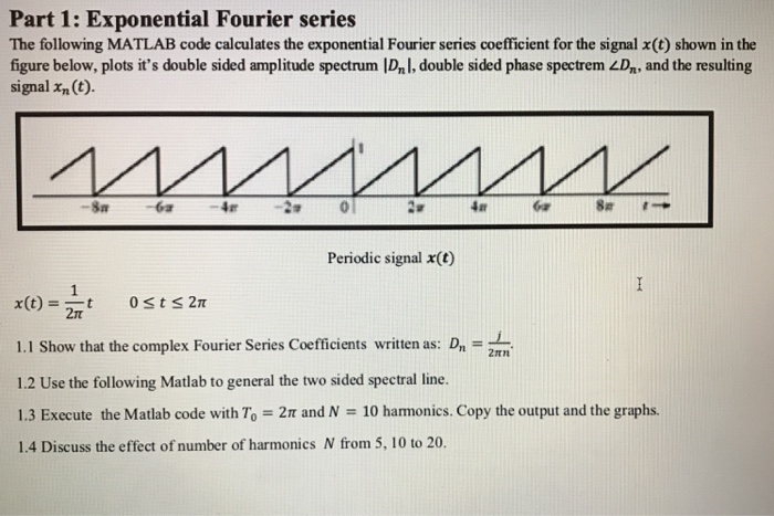 Solved Part 1: Exponential Fourier series The following | Chegg.com