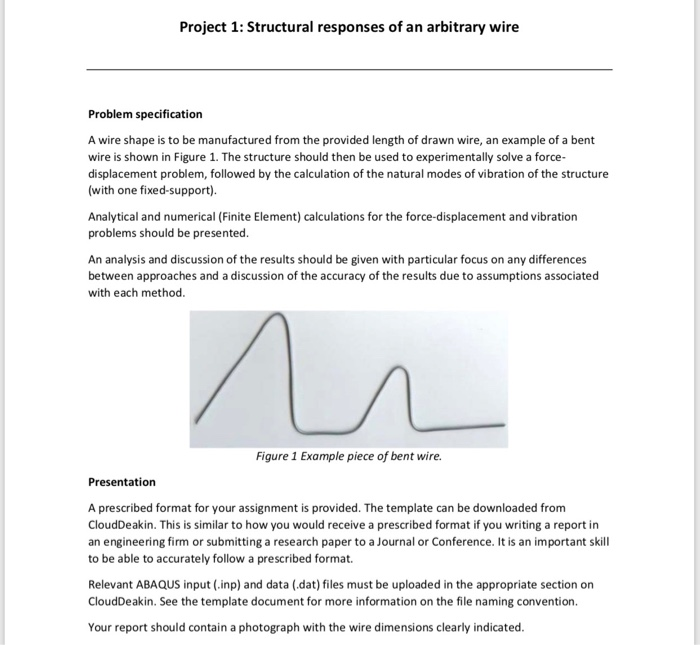 Project 1: Structural responses of an arbitrary wire | Chegg.com