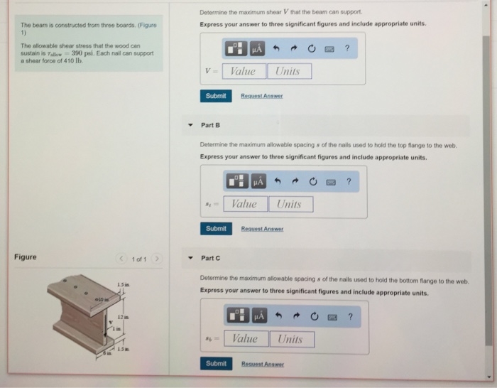 Solved Determine the maximum shear V that the beam can | Chegg.com