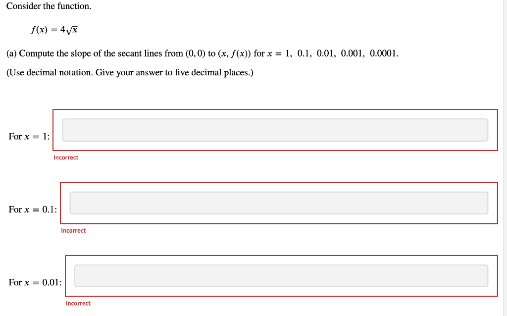 Solved Consider the function. f(x)=4x (a) Compute the slope | Chegg.com