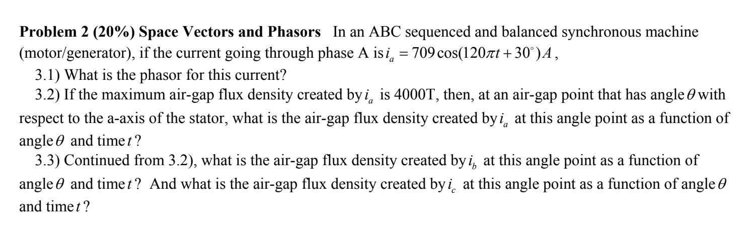 Solved Problem 2 (20%) Space Vectors and Phasors In an ABC | Chegg.com
