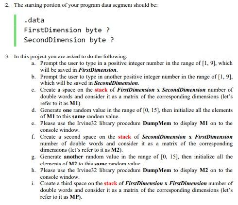 Solved 2. The starting portion of your program data segment | Chegg.com