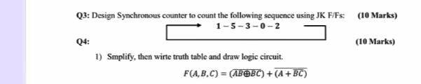 Solved Q3: Design Synchronous counter to count the following | Chegg.com