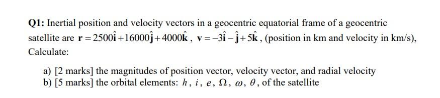 Solved Q1: Inertial position and velocity vectors in a | Chegg.com