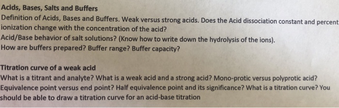 Solved Acids, Bases, Salts and Buffers Definition of Acids, | Chegg.com