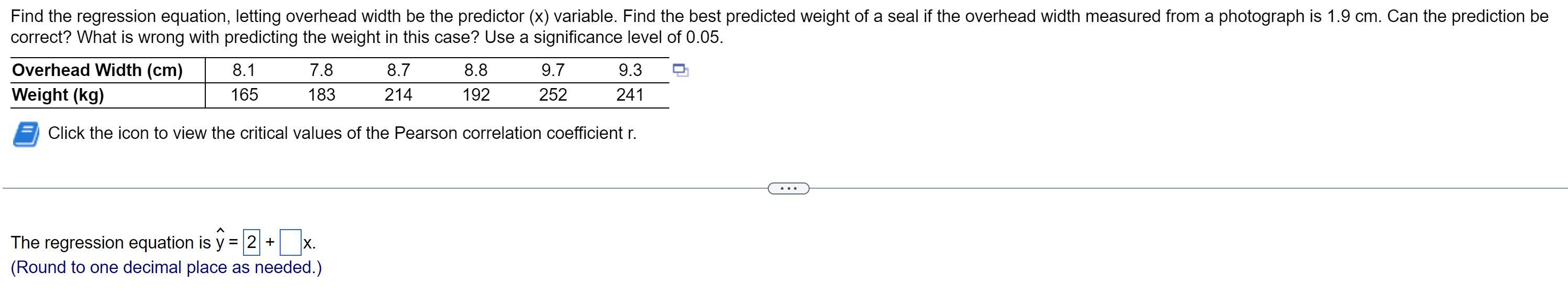 Solved correct? What is wrong with predicting the weight in | Chegg.com