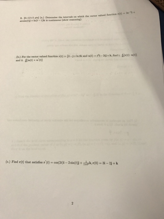 Solved (a) Determine the intervals which the vector valued | Chegg.com