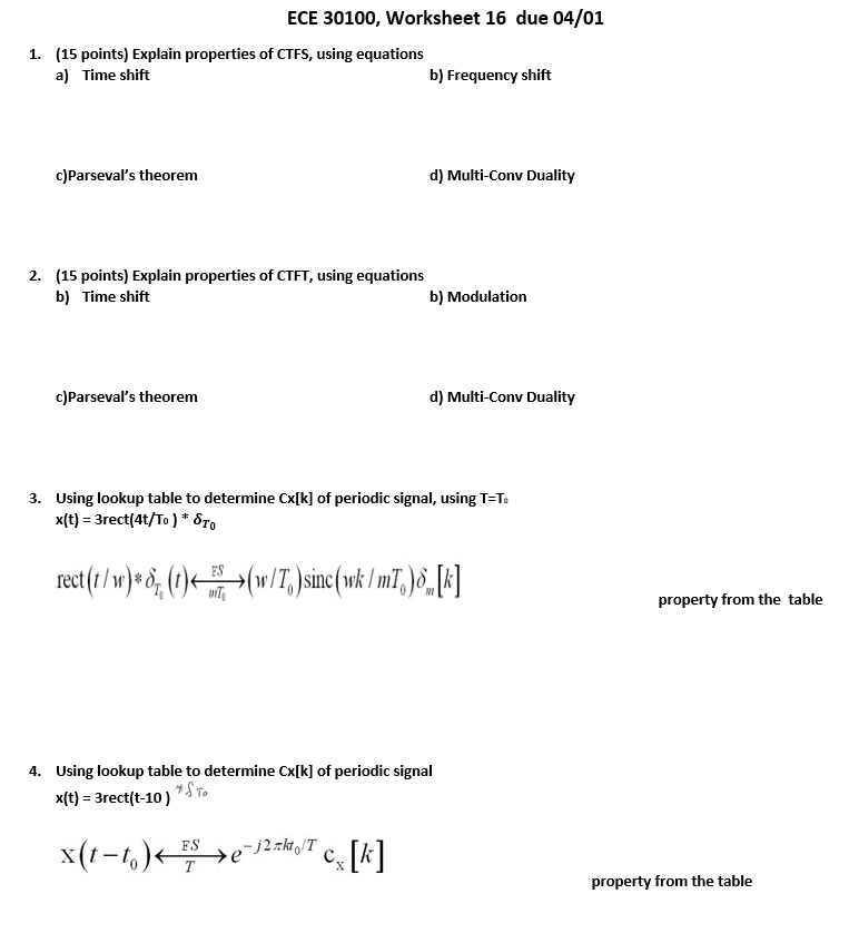 Solved ECE 30100, Worksheet 16 due 04/01 1. (15 points) | Chegg.com