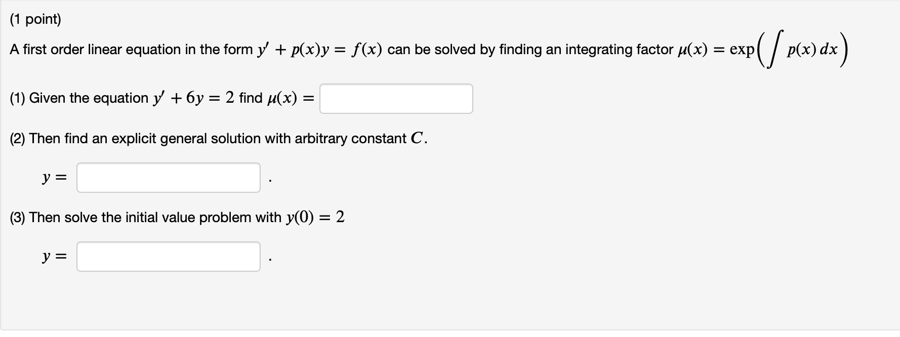 Solved A First Order Linear Equation In The Form