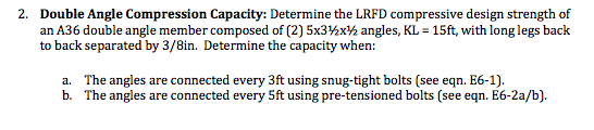 2. Double Angle Compression Capacity: Determine the | Chegg.com