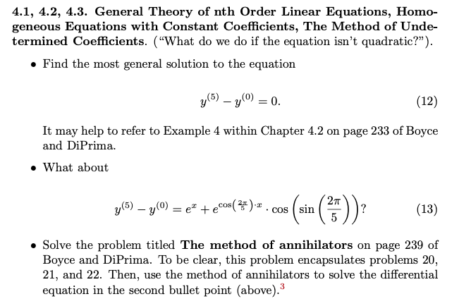 Solved 4.1, 4.2, 4.3. General Theory of nth Order Linear | Chegg.com