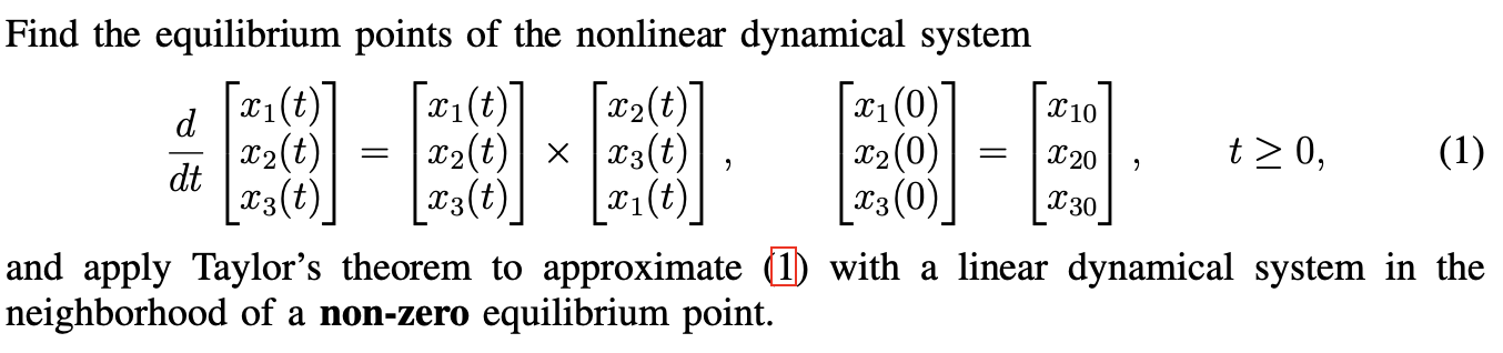 Solved Find the equilibrium points of the nonlinear | Chegg.com