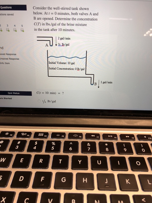 Solved Consider the well-stirred tank shown below. At t = 0 | Chegg.com