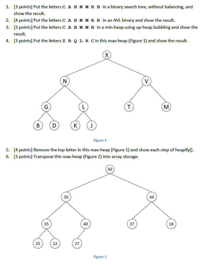 Solved 1. [3 ﻿points] ﻿Put the letters C A H N M R B in a | Chegg.com