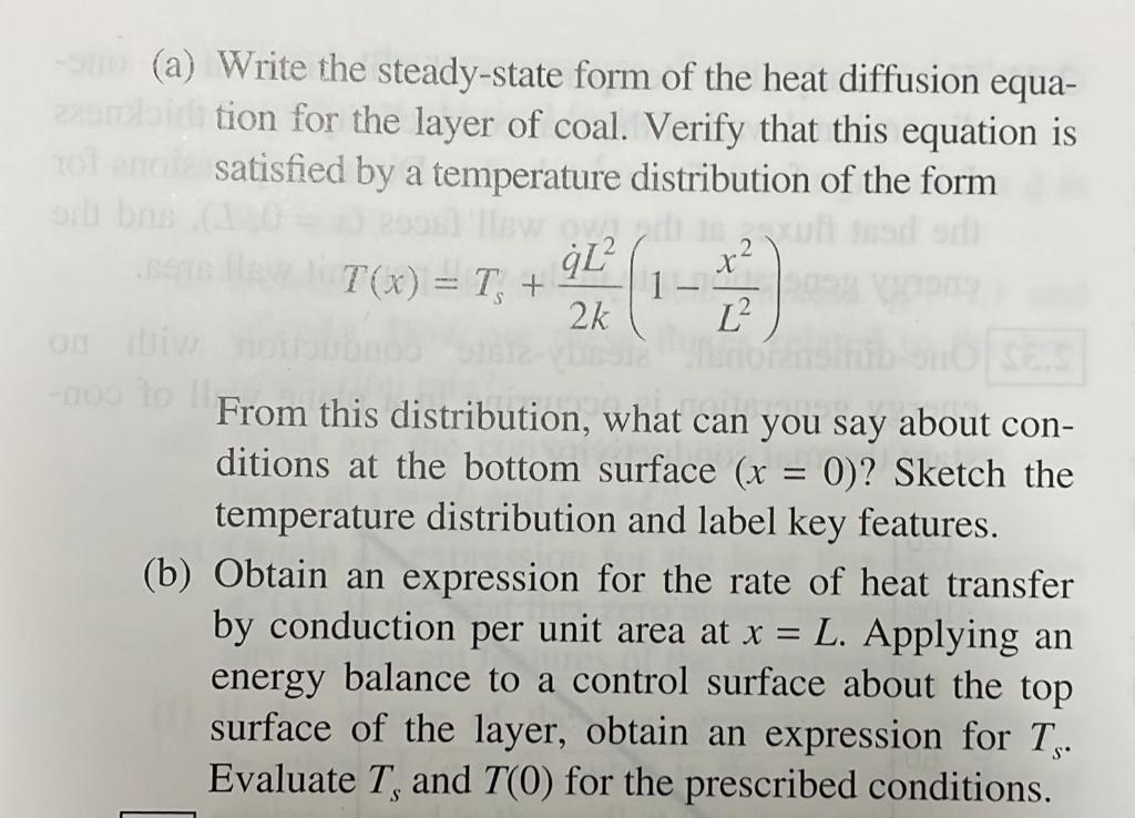 Solved a) Write the steady-state form of the heat diffusion | Chegg.com