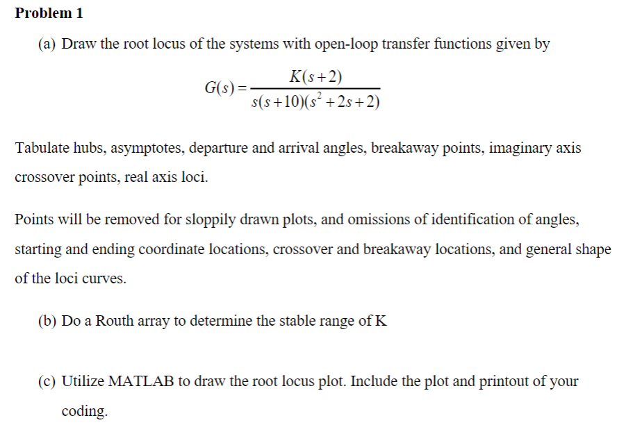 Solved (a) Draw the root locus of the systems with open-loop | Chegg.com
