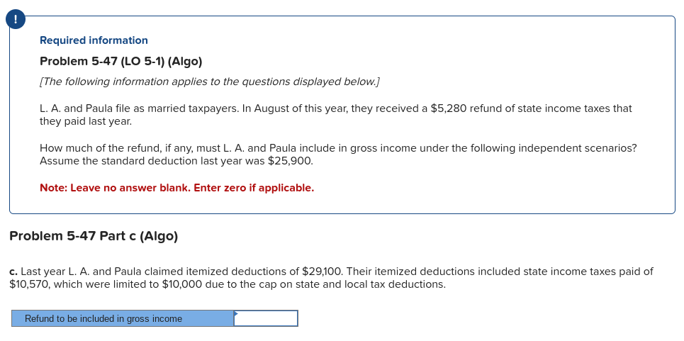 Solved Required information Problem 5-52 (LO 5-2) (Algo) | Chegg.com