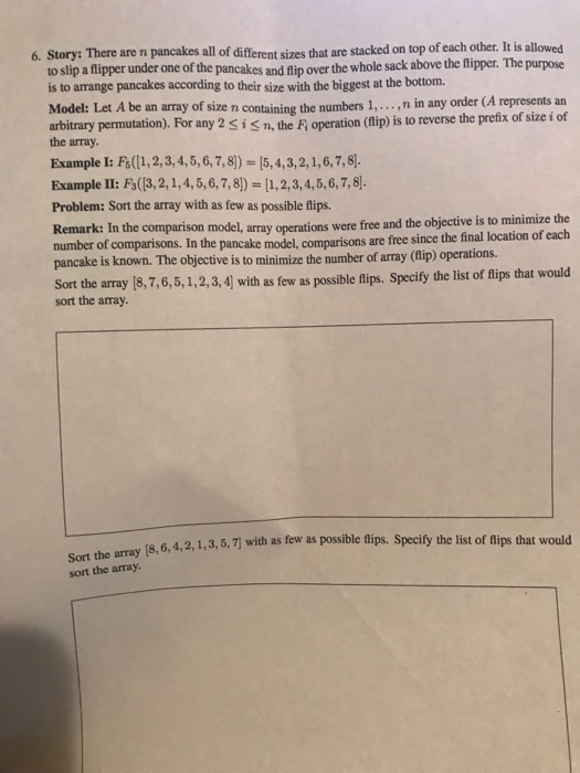 Solved 6. Story: There are n pancakes all of different sizes | Chegg.com