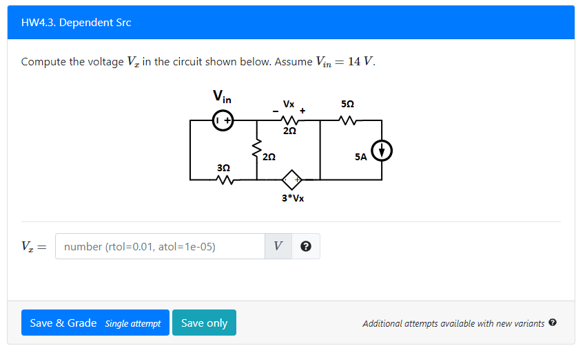 Solved HW4.3. Dependent Src Compute the voltage V, in the | Chegg.com Solved HW4.3. Dependent Src Compute the voltage V, in the | Chegg.com