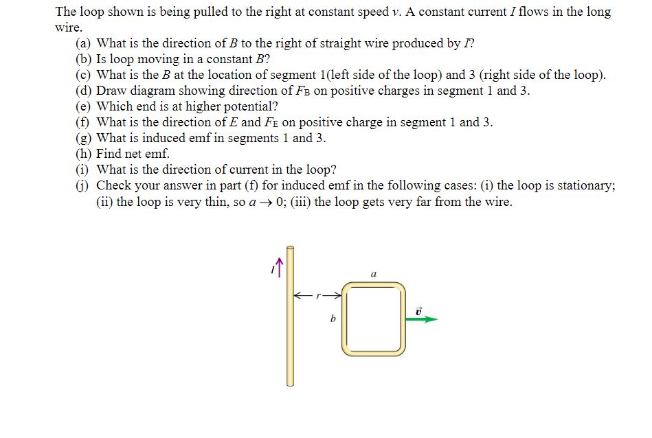 Solved The loop shown is being pulled to the right at | Chegg.com