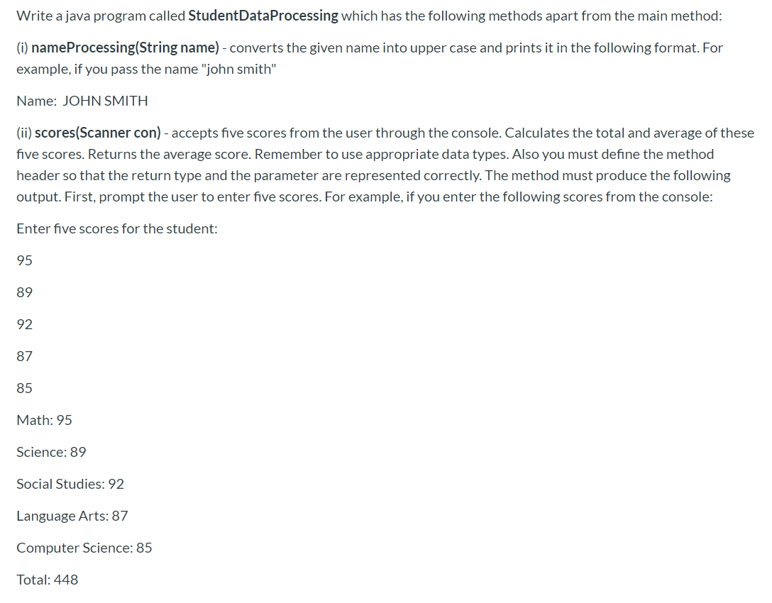 Solved Write a java program called StudentDataProcessing | Chegg.com