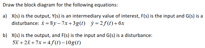 Solved Draw the block diagram for the following equations: | Chegg.com
