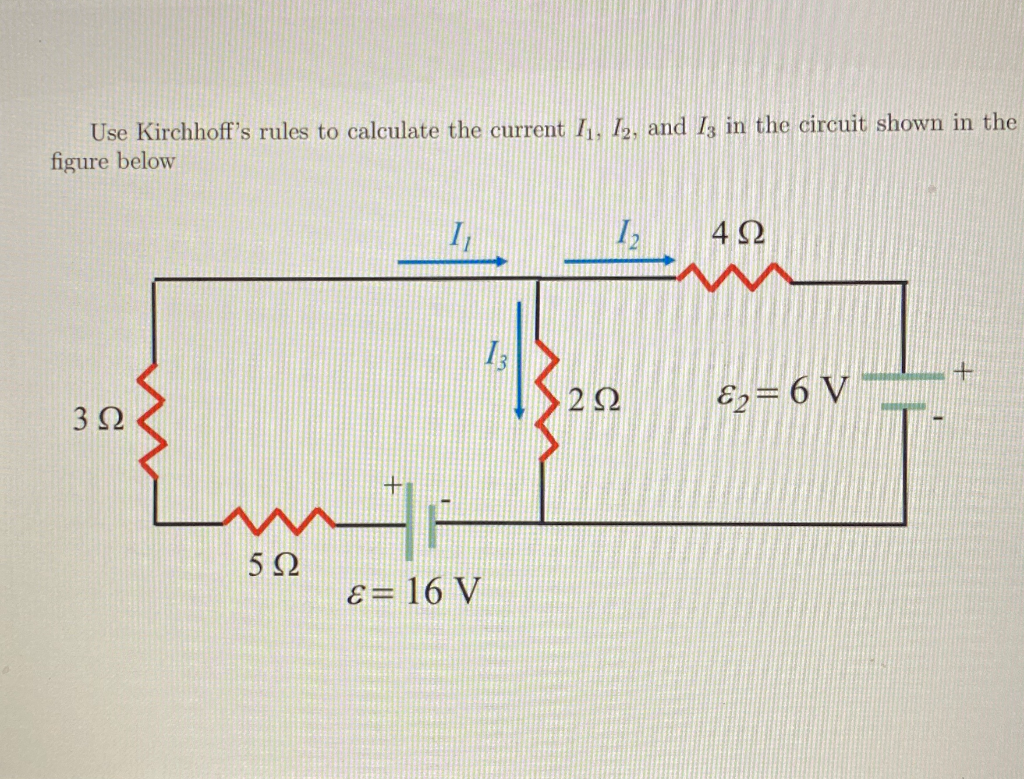 Solved Use Kirchhoff's rules to calculate the current 11, | Chegg.com