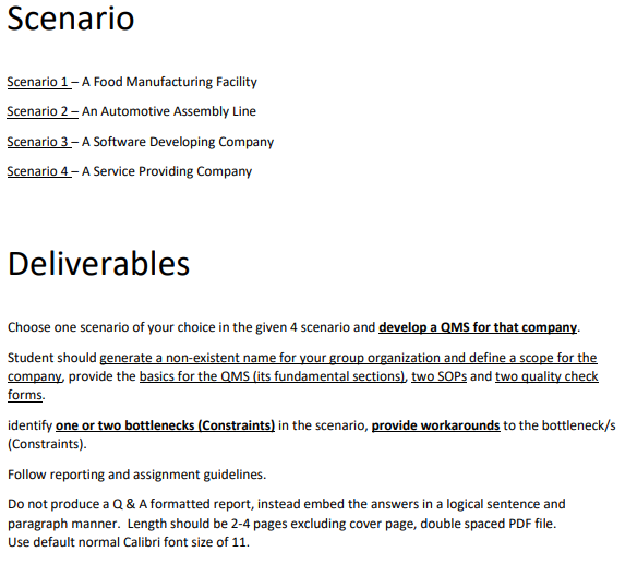 Solved Scenario 1-A Food Manufacturing Facility Scenario 2 - | Chegg.com