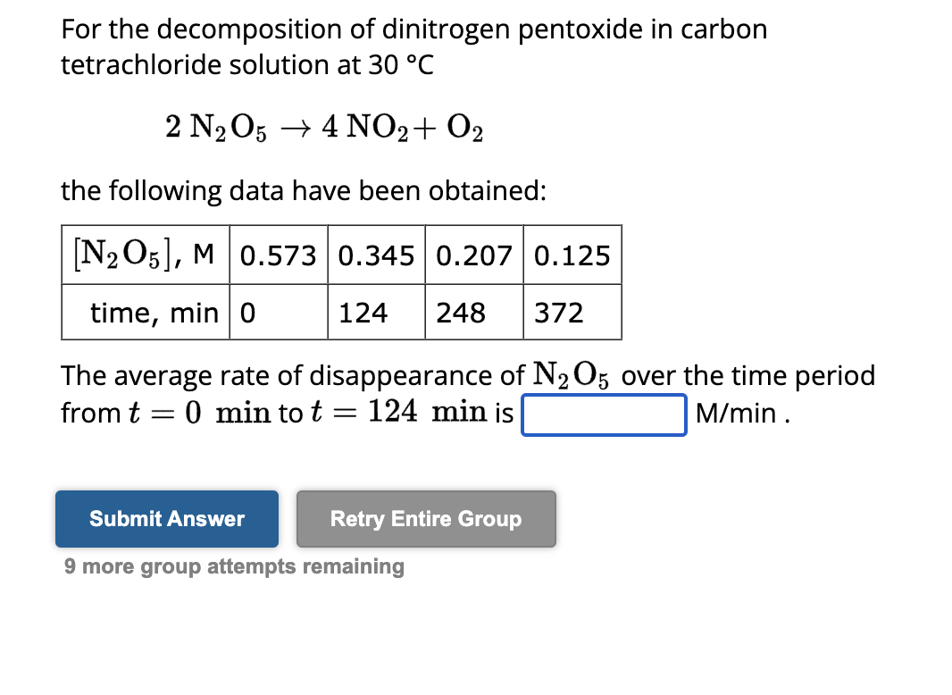 Solved For the decomposition of dinitrogen pentoxide in | Chegg.com