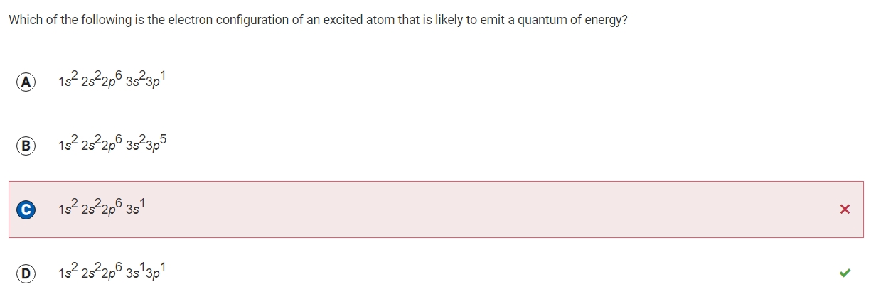 Solved Which of the following is the electron configuration | Chegg.com