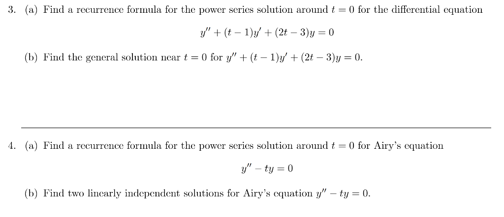 Solved 3. (a) Find a recurrence formula for the power series | Chegg.com