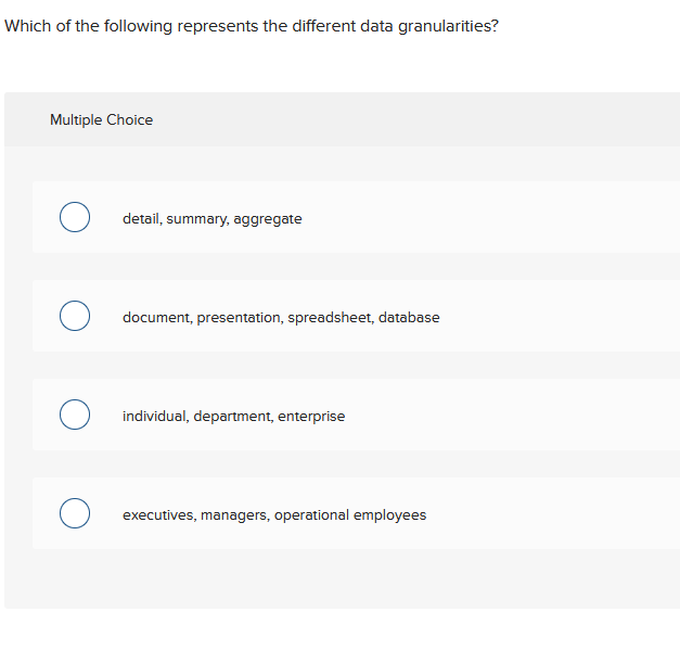 Solved Which of the following represents the different data | Chegg.com