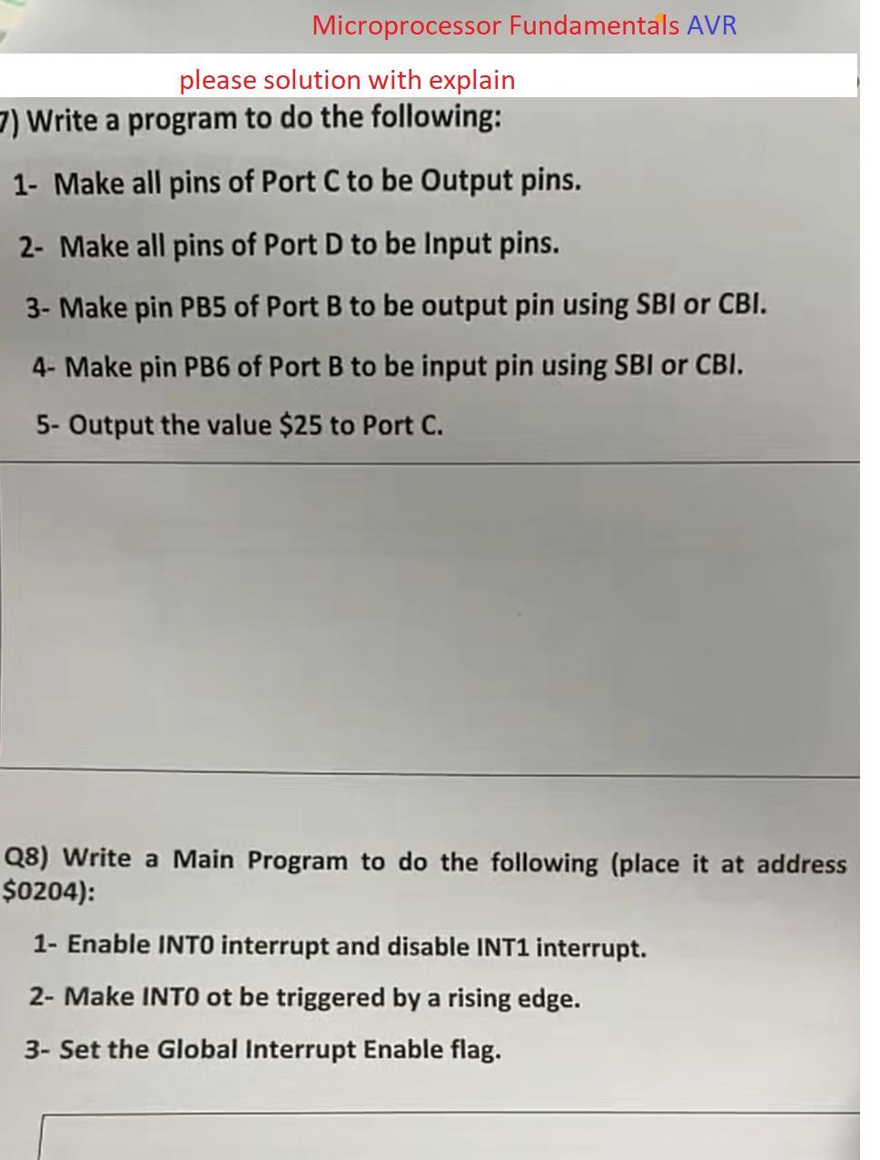 Solved Microprocessor Fundamentals AVR please solution with | Chegg.com