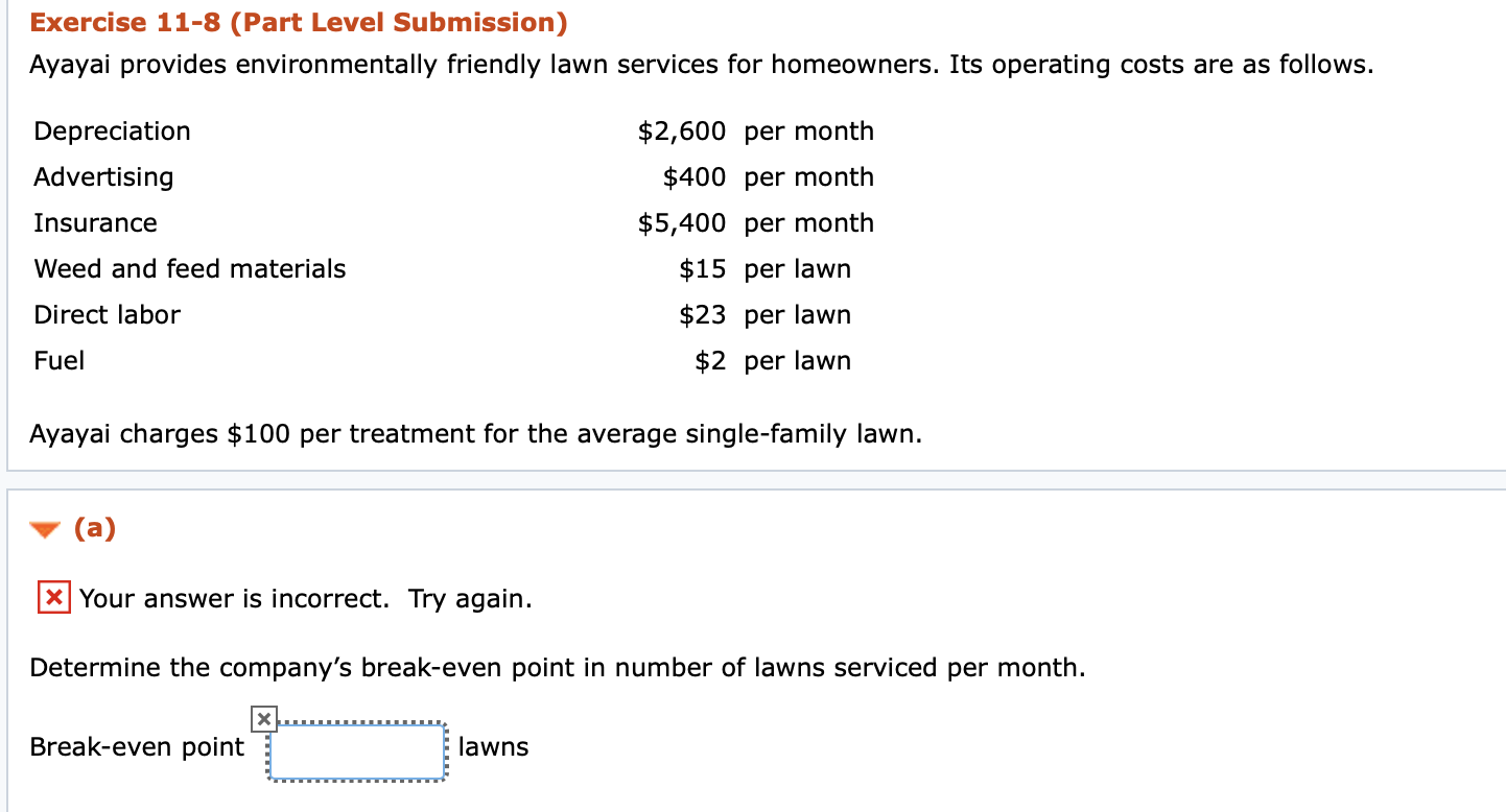 Solved Exercise 11-8 (Part Level Submission) Ayayai provides | Chegg.com