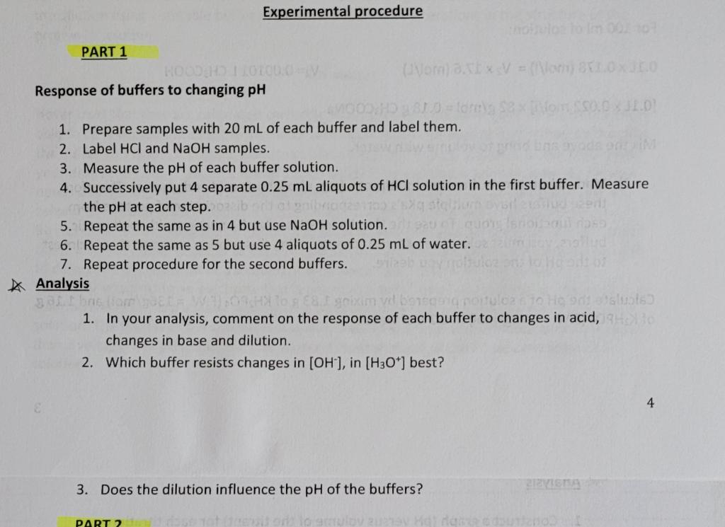 Solved Lab - Buffers A buffer system is a mixture of a weak | Chegg.com