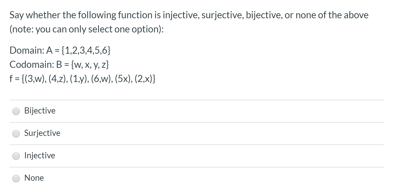Solved Say whether the following function is injective, | Chegg.com